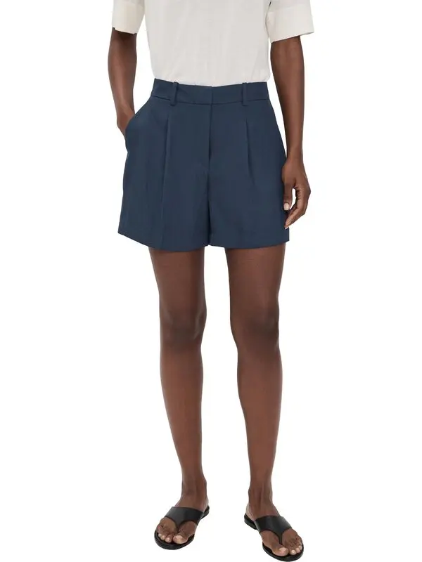 Theory Fluid Pleated Shorts - Nocturne Navy/xlv