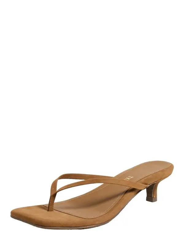 Tkees Square Toe Suede Kitten Heel Sandals - Camel Suede