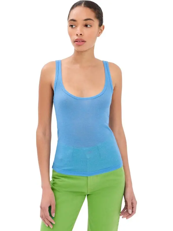 Versace Ribbed Medusa Embroidery Tank Top - Sky