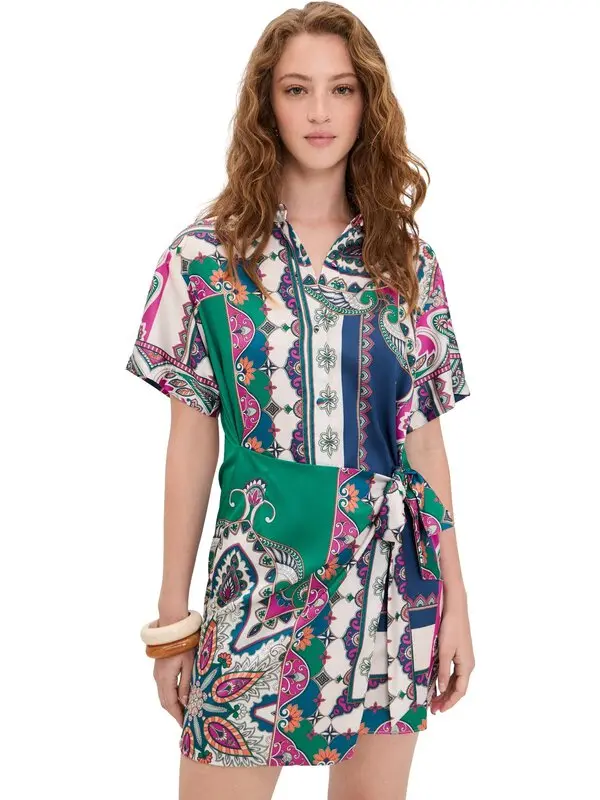 Misa Kezia Dress - Multicolored Patchwork Scarf