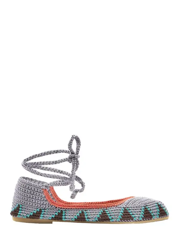 KASHURA Crochet Ballerina Flats - Grey