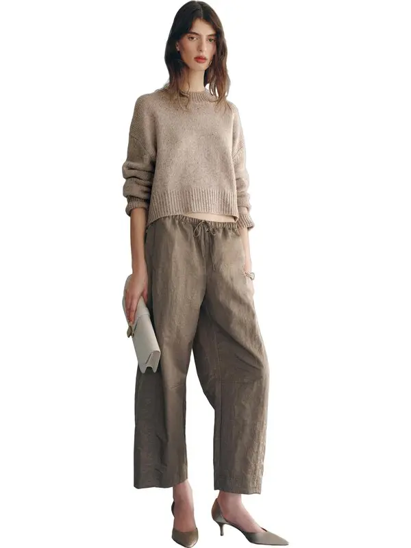 REFORMATION Elara Pant Wide-leg Drawstring Trousers - Brown