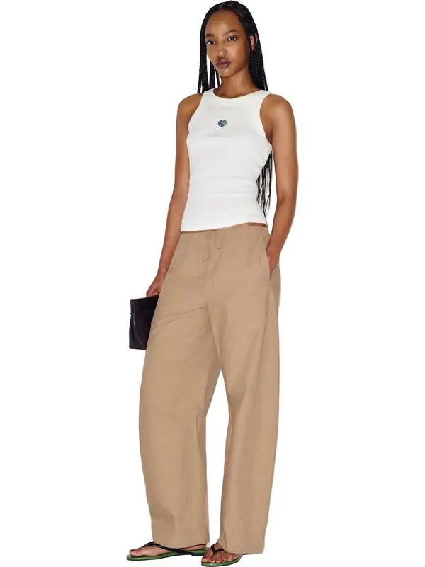 REFORMATION Elara Pant Wide-leg Drawstring Trousers - Natural