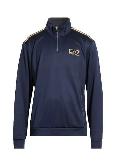 EA7 Polyester Half-zip Sweatshirt With Side Stripes - Navy