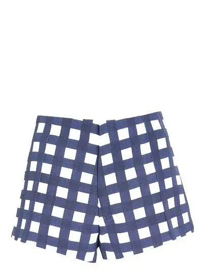 Jacquemus Le Splash Gingham Check High Waisted Shorts - Navy