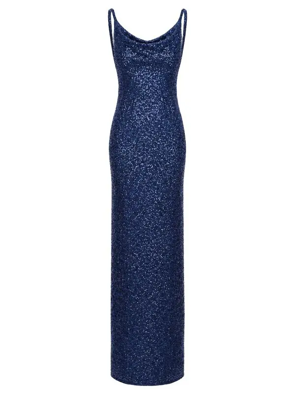 ROSERRY Margot Sequin Maxi Dress Navy - Green