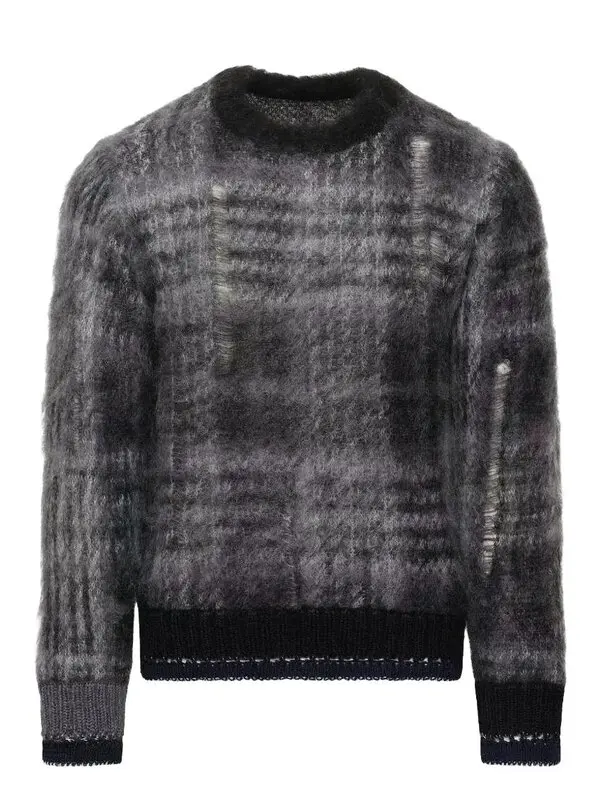 Sacai Plaid Mohair-blend Sweater - Grey