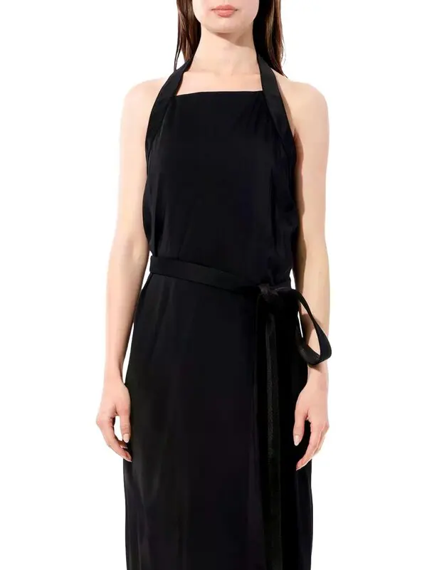 Balenciaga Halterneck Belted Maxi Dress - Black