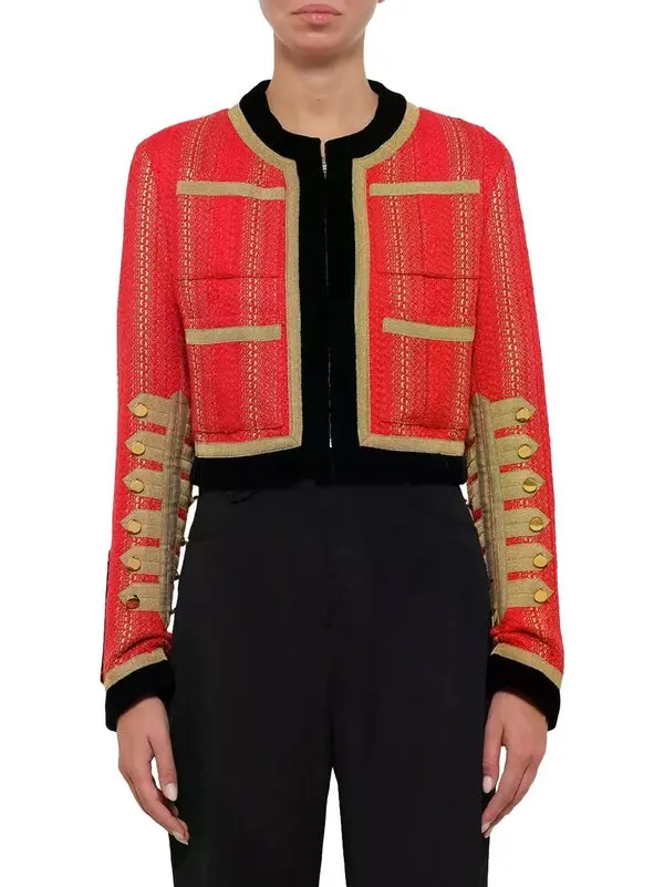 Givenchy Cropped Military Jacket - Red