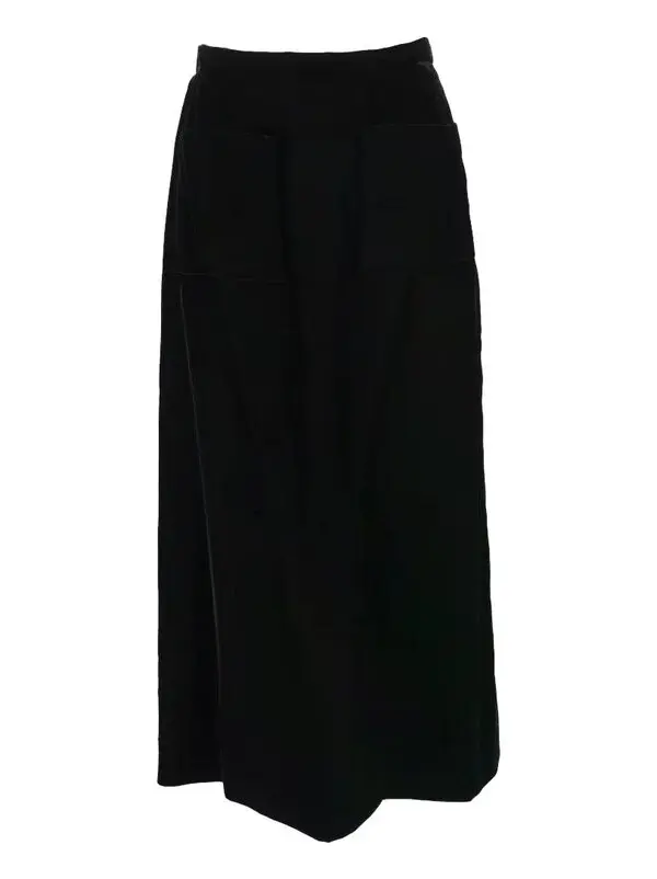 COURREGES Velvet Maxi Skirt With Patch Pockets - Black