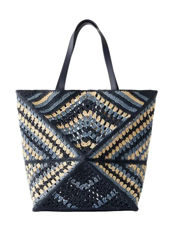 Loewe Fold Large Raffia Shoulder Bag - Blue