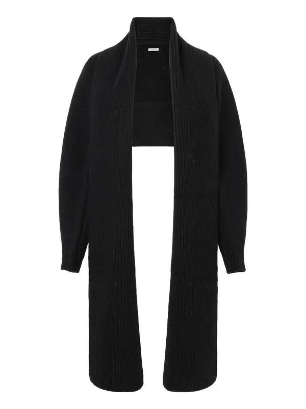 KALLMEYER Suki Shrug Ribbed-knit Wool And Cashmere-blend Cardigan - Black