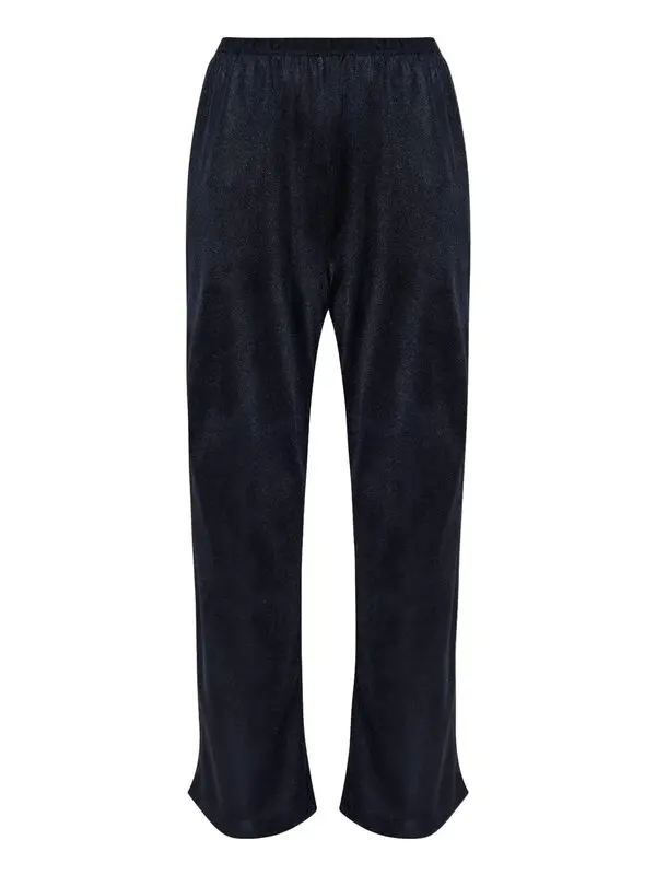 FERRAGAMO Lurex Thread Trousers - Navy Blue