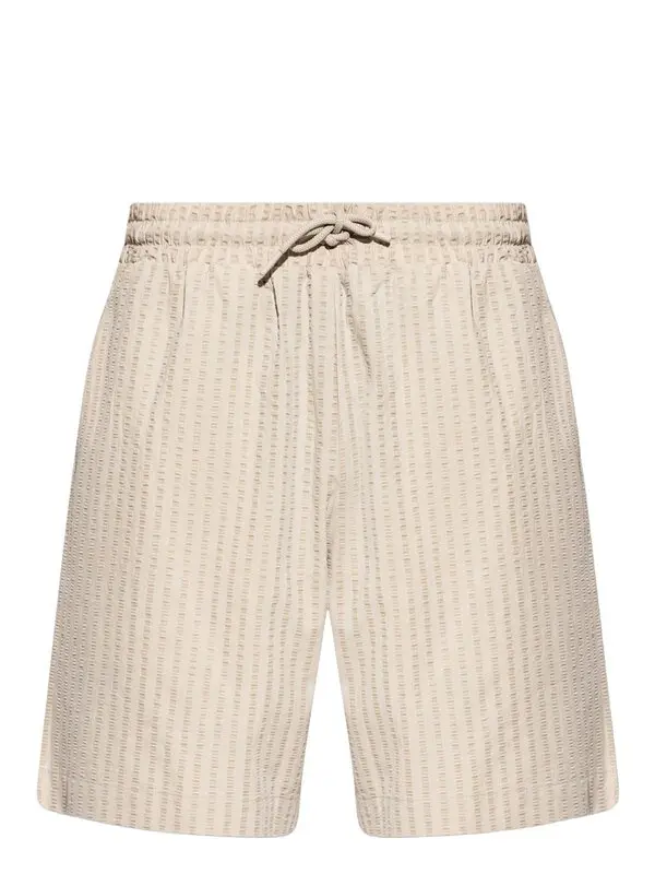 Emporio Armani Textured Shorts With Logo Patch - Beige