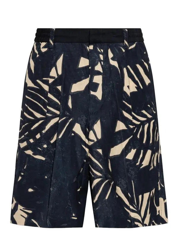 Emporio Armani Tropical Print Relaxed Fit Shorts - Navy Blue