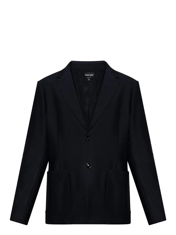 Giorgio Armani Single-breasted Blazer With Patch Pockets - Navy Blue