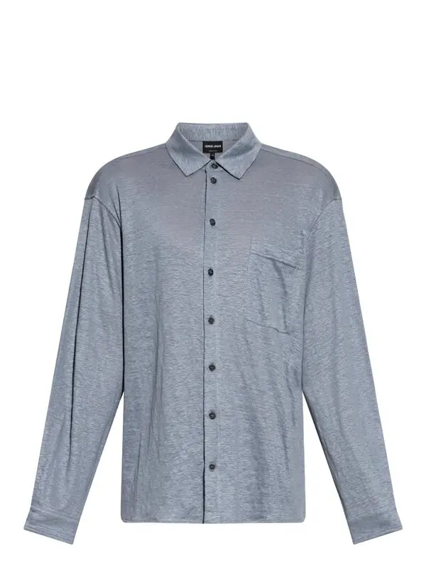 Giorgio Armani Linen Shirt With Pocket - Blue