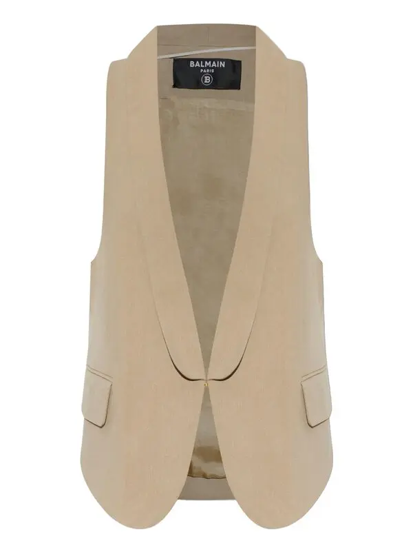 Balmain Asymmetrical Vest - Beige