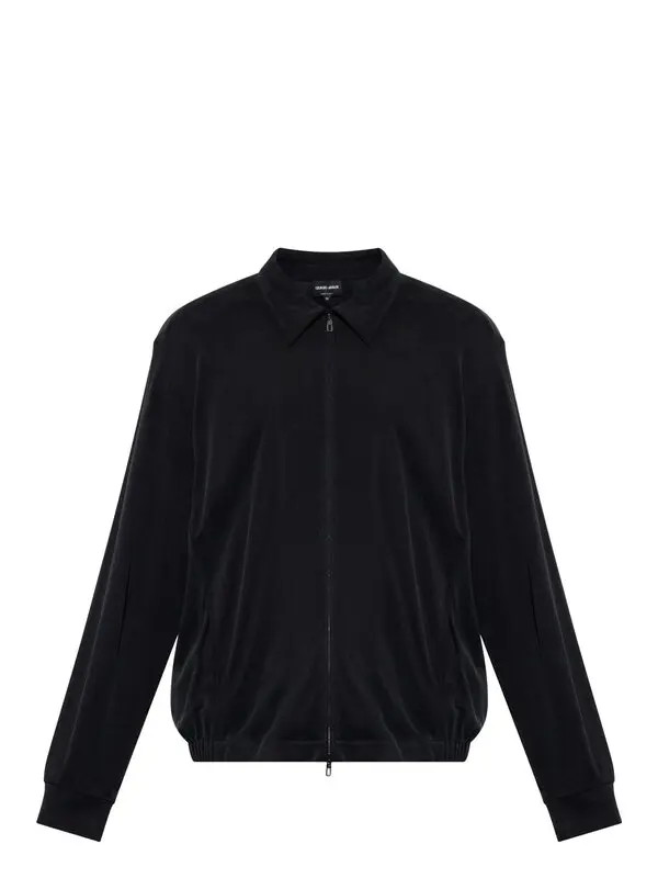 Giorgio Armani Zip-up Velour Jacket - Black