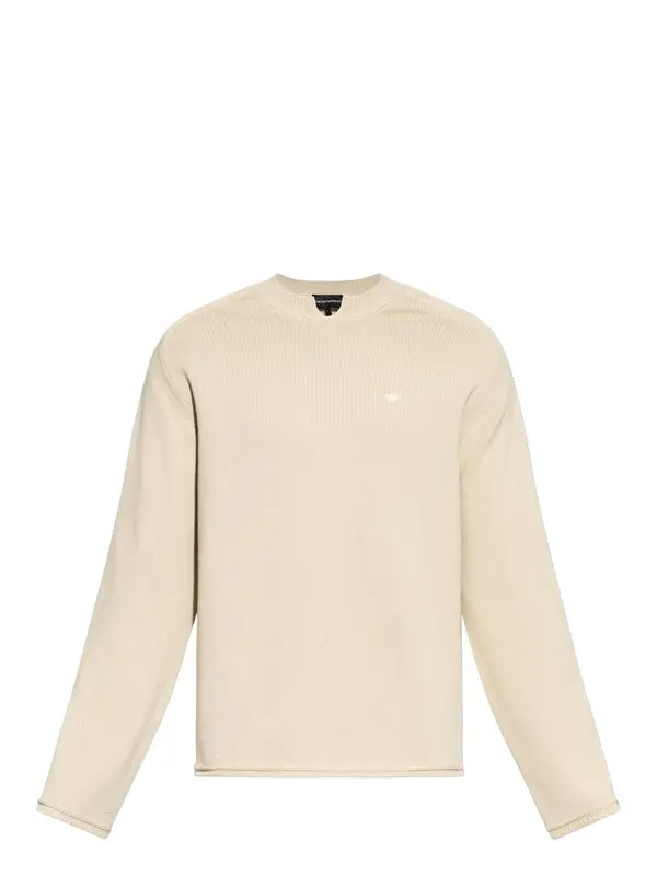 Emporio Armani Sweater With Embroidered Logo - Beige