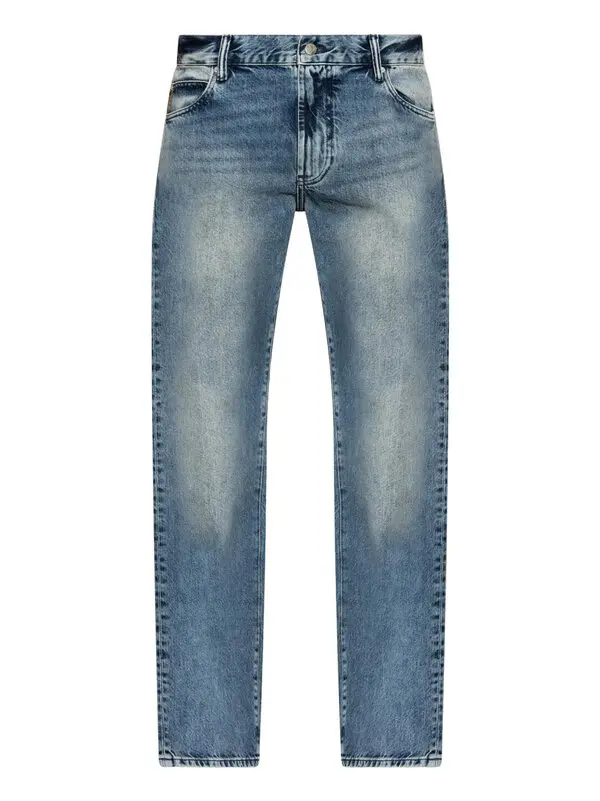 Emporio Armani Straight-leg Jeans In Washed Denim - Blue
