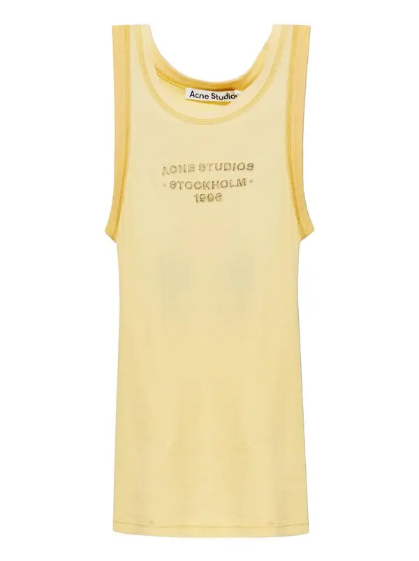 Acne Studios Ribbed Sleeveless Top With Graphic Print - Yellow