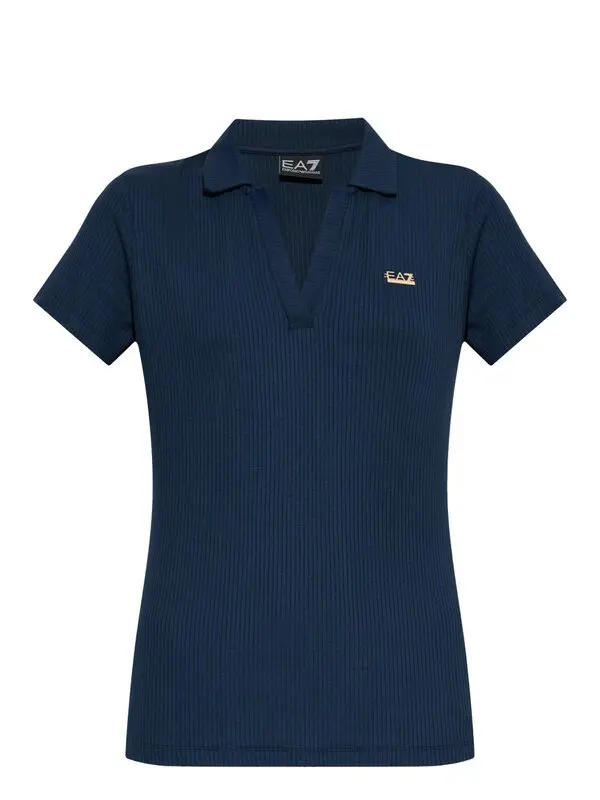 EA7 Ribbed Polo Shirt - Navy Blue