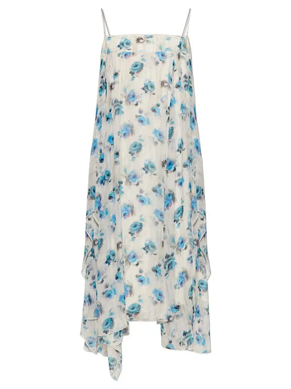 Tory Burch Silk Floral Midi Dress - Blue