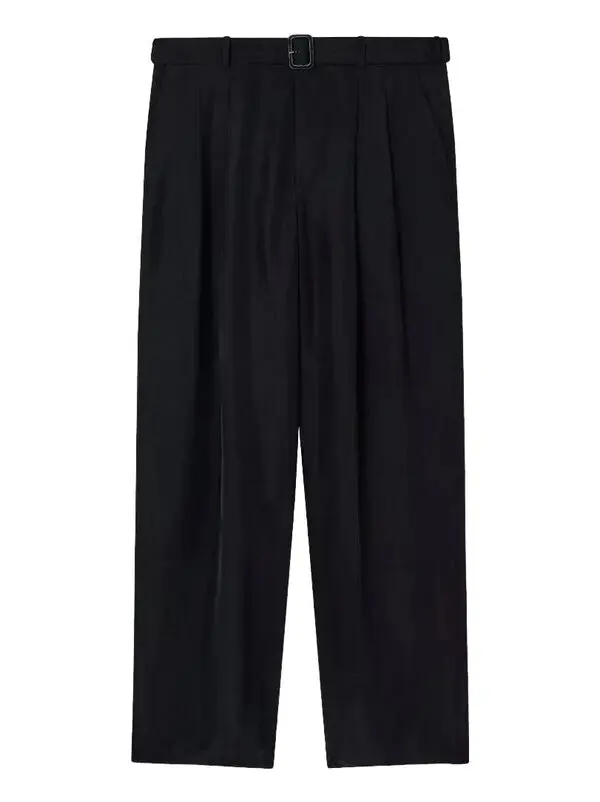 Emporio Armani Habutai Belted Pleated Trousers - Black