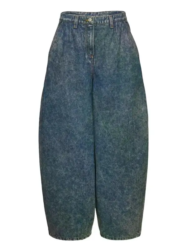 Magda Butrym Acid Wash Pleated Jeans - Blue