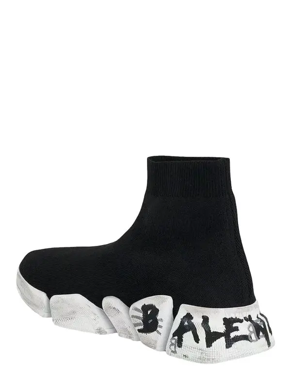 Balenciaga Speed 2.0 Graffiti Knit Sneakers - Black