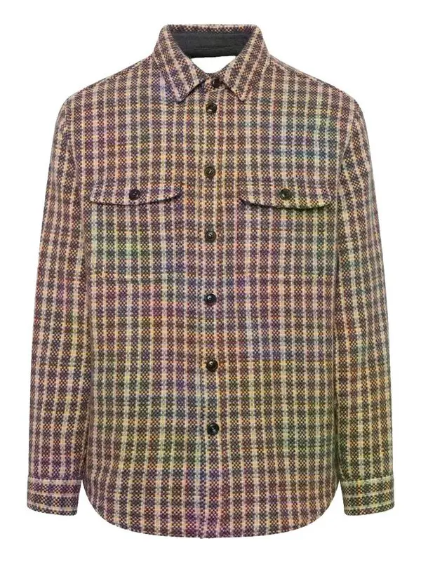 VOWELS Double-pocket Minicheck Shirt Jacket - Brown