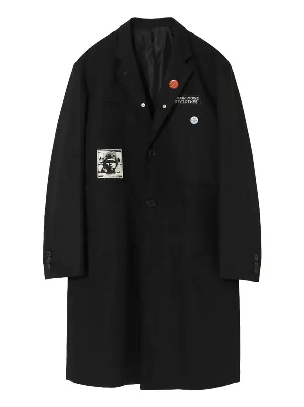 Undercover Patch Detail Button-up Coat - Black
