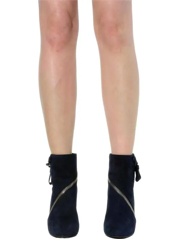 Alexander McQueen Wedge Ankle Boots With Diagonal Zip - Blue