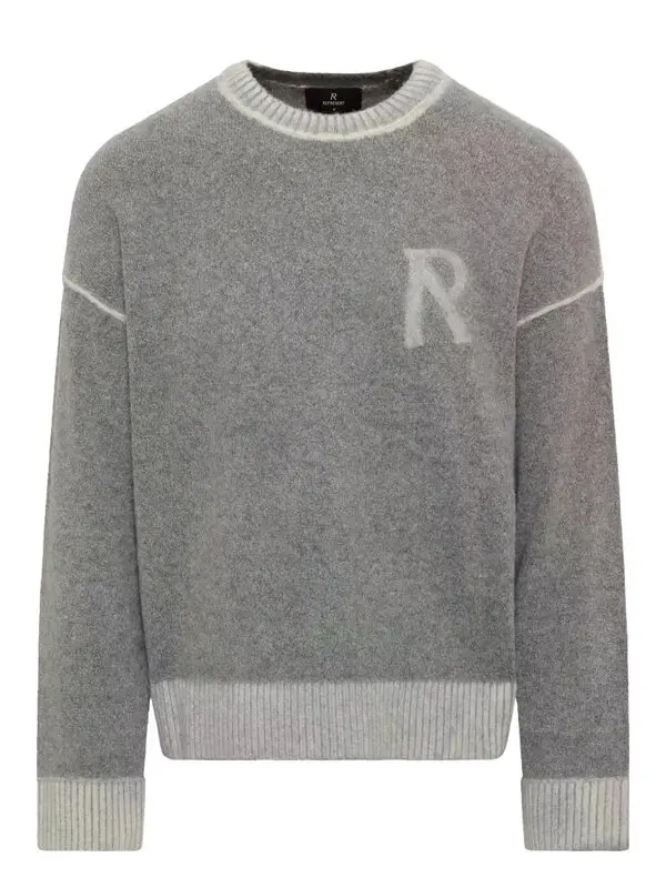 REPRESENT Logo Jacquard Knit Crew Neck Sweater - Grey