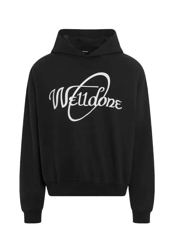 We11Done Logo Print Hoodie - Black