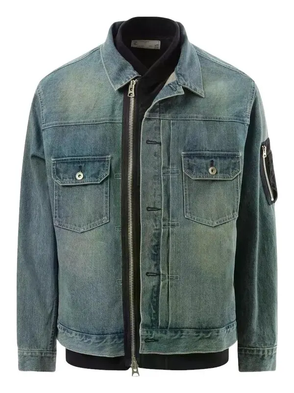 Sacai Panelled Denim Jacket - Blue