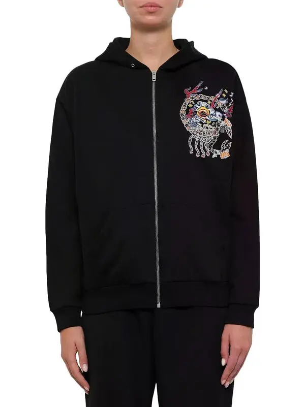 Givenchy Embroidered Zip-up Hoodie - Black