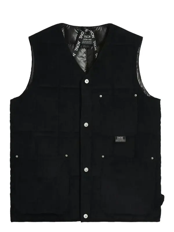 Taion Quilted V-neck Vest - Black
