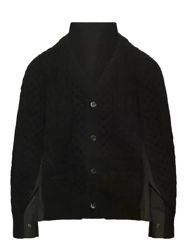 Sacai Cable Knit Panelled Cardigan - Black