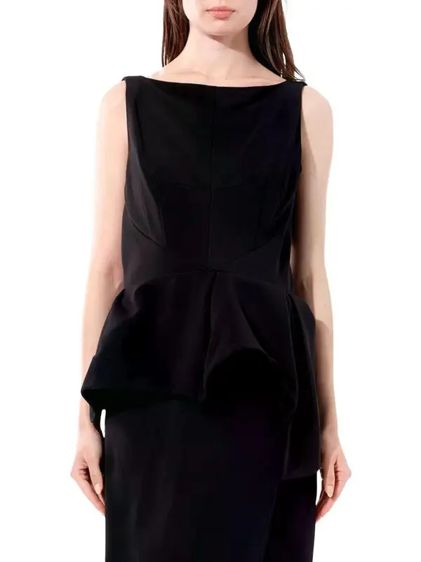 Balenciaga Crepe Peplum Maxi Dress - Black