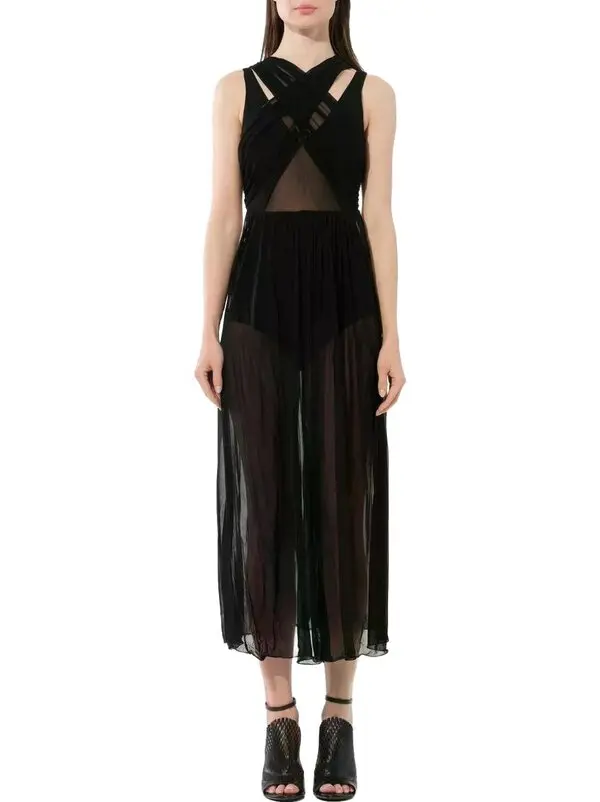 Emilio Pucci Twist-detail Sheer-panel Midi Dress - Black