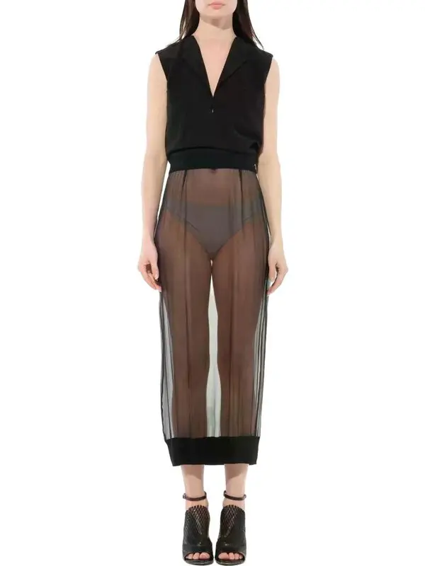 Givenchy Sheer Ribbed-trim Skirt - Black