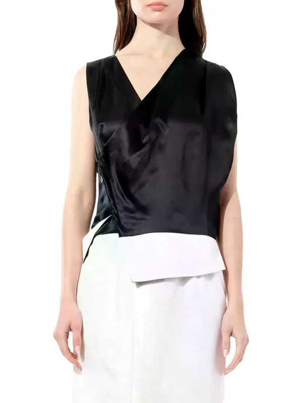Balenciaga Two-tone Draped Dress - Black