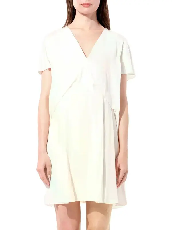 Balenciaga Short Sleeve V-neck Dress - White