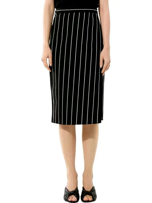 Balenciaga A-line Pinstriped Skirt - Black