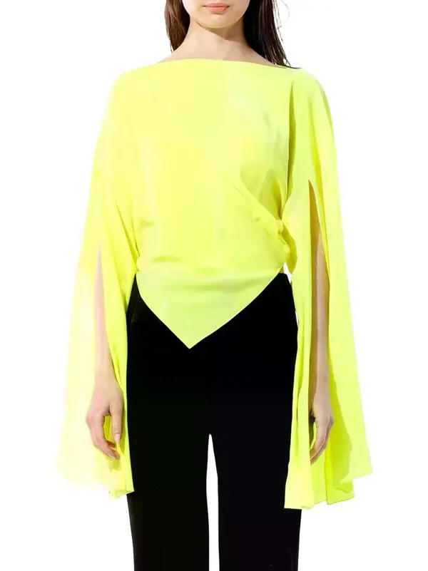 Balenciaga Slit-sleeve Crepe Top - Yellow