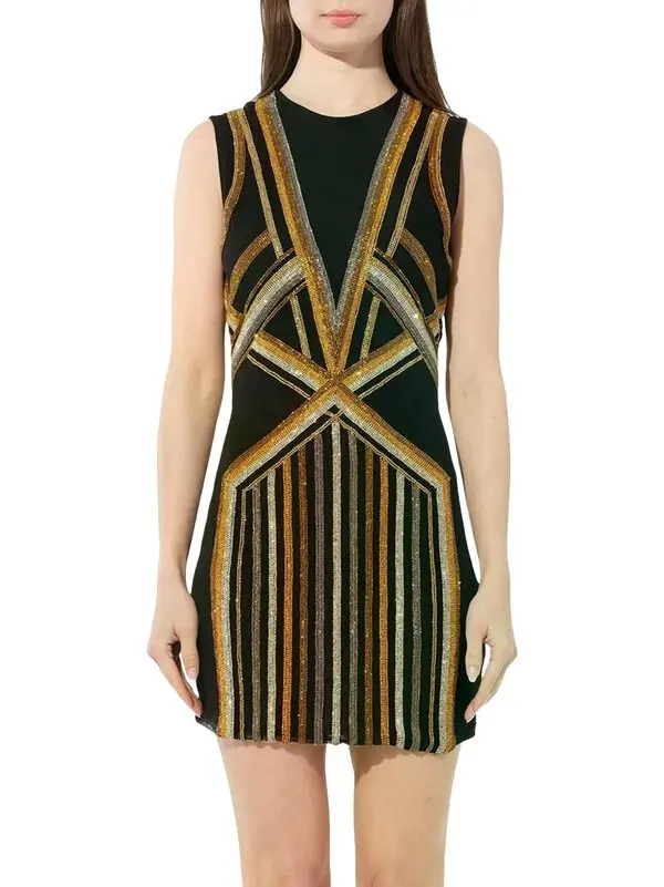 Balmain Embroidered Mini Dress - Black