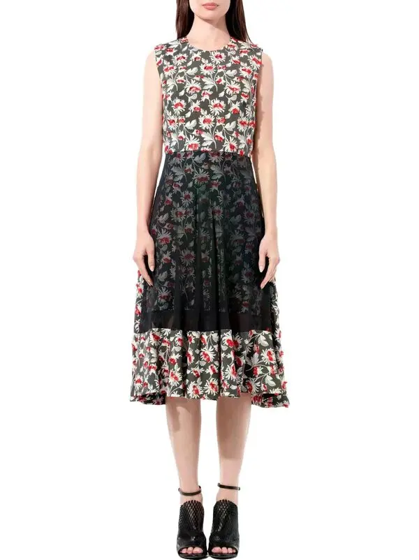 Balenciaga Sleeveless Floral Jacquard Midi Dress - Grey