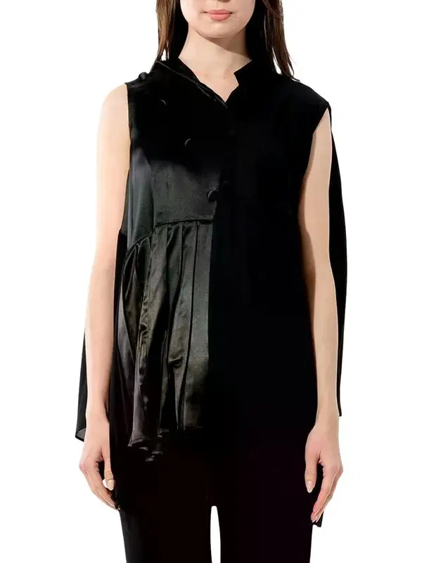 Balenciaga Pleated Sleeveless Blouse - Black